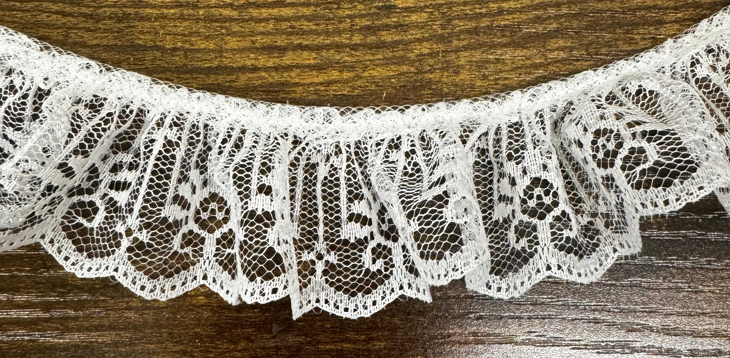 1-3/4" Ruffled Gathered Lace Trimming - 10 Continuous Yards - Color Op